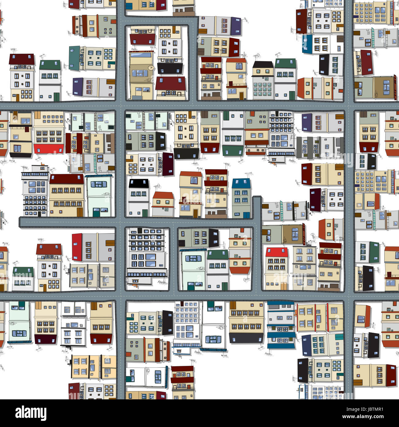 Seamless map of city, neighbourhood in cartoon style Stock Photo - Alamy