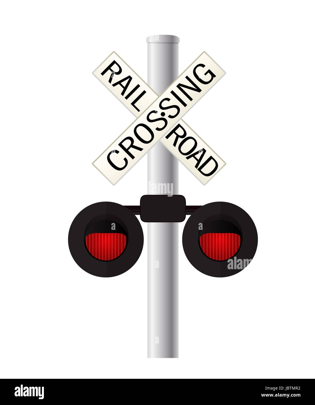 Railroad crossing sign over white background Stock Photo - Alamy