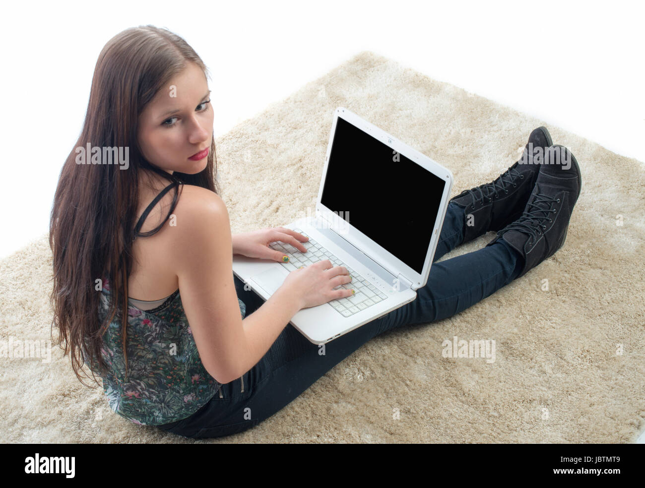 girl on laptop Stock Photo - Alamy
