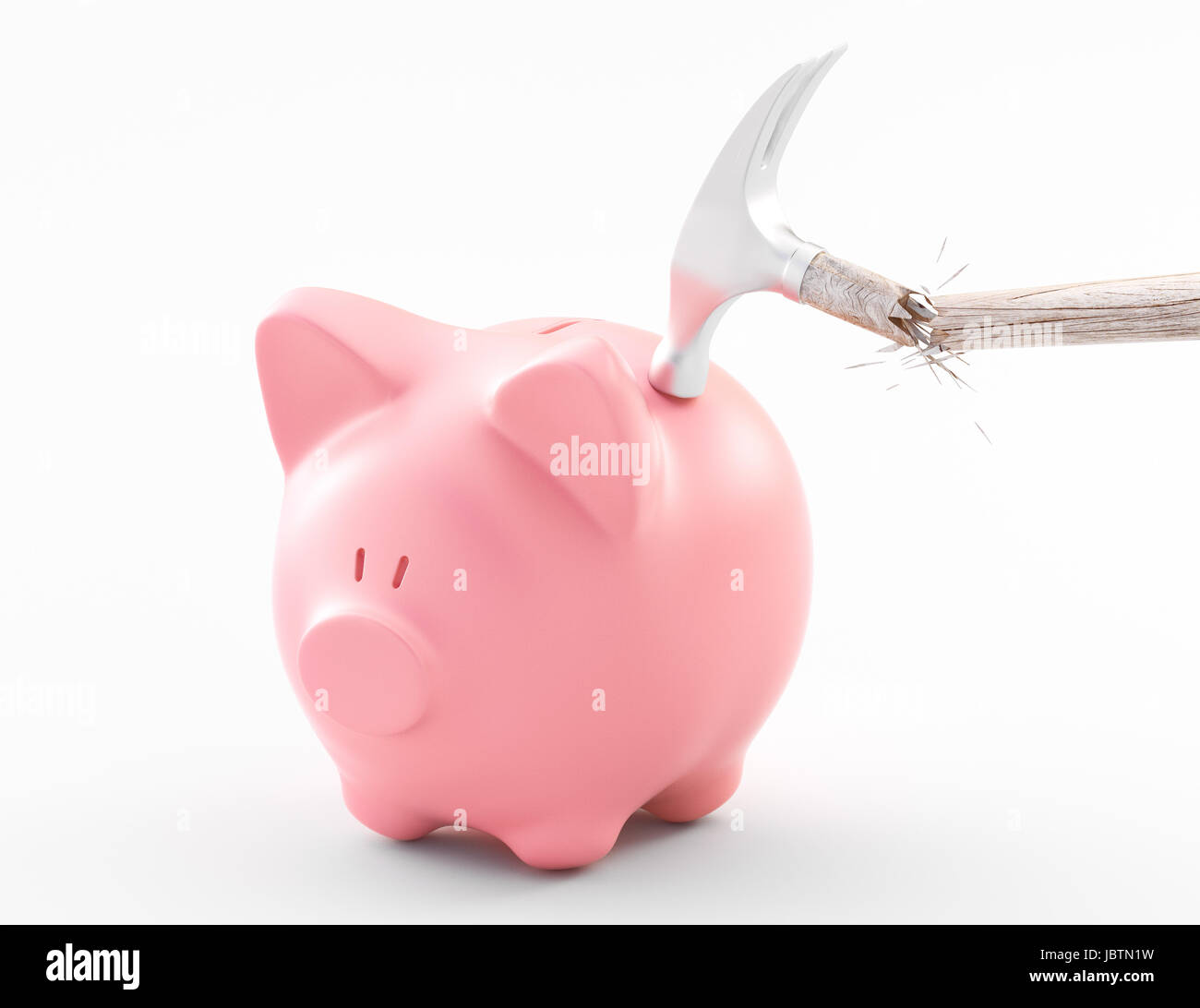 Piggy bank with gavel, hammer Stock Photo - Alamy