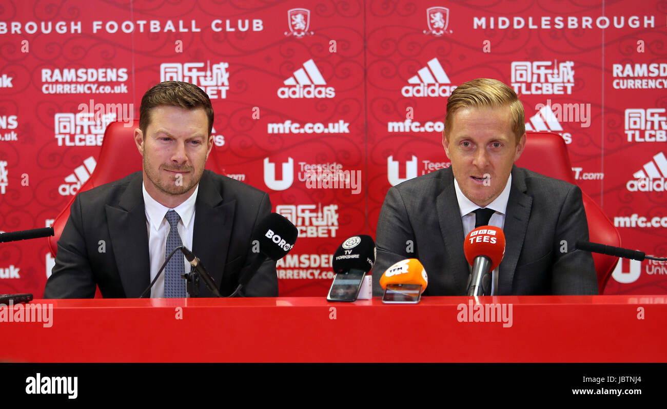 New Middlesbrough manager Garry Monk (right) is unveiled during a press ...