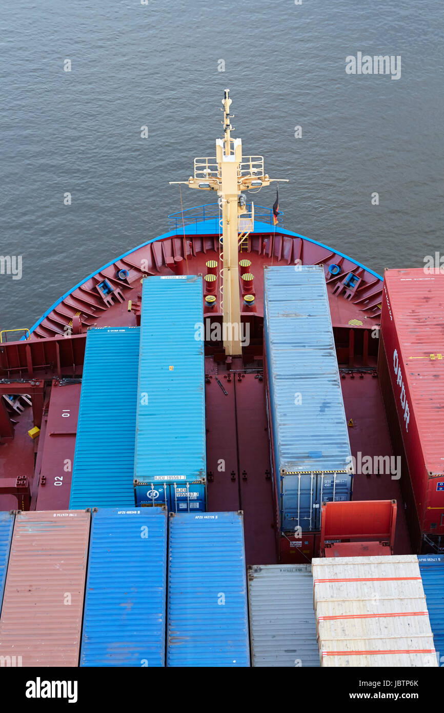 The container vessel Wybelsum at the Kiel Canal near Beldorf (Germany ...