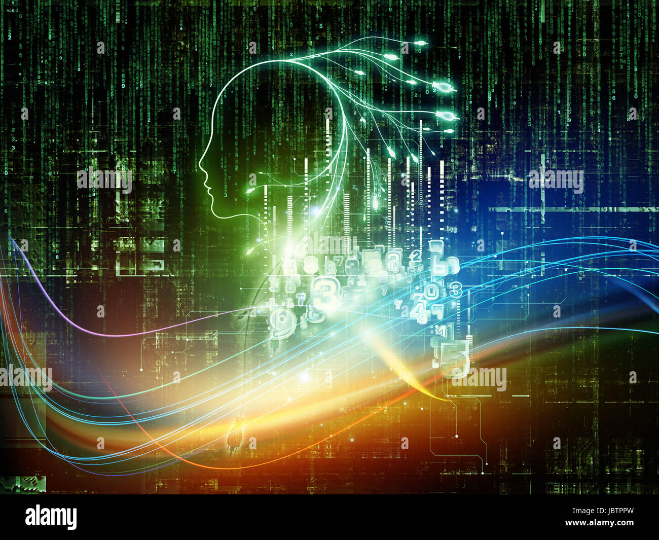 Artificial Intelligence series. Background design of human profile and ...