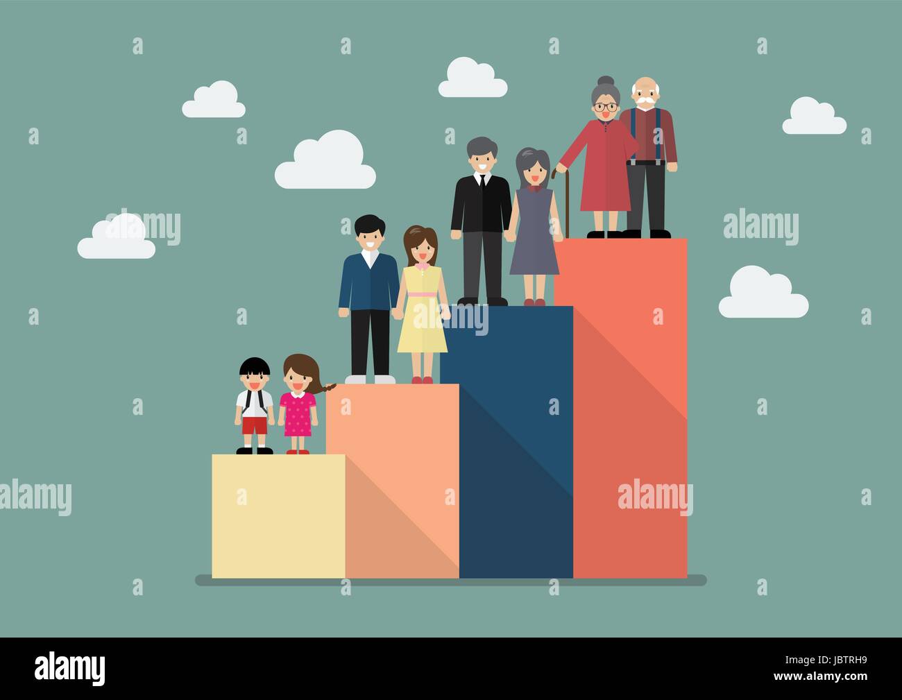 People Generations Bar Graph Vector Illustration Stock Vector Image