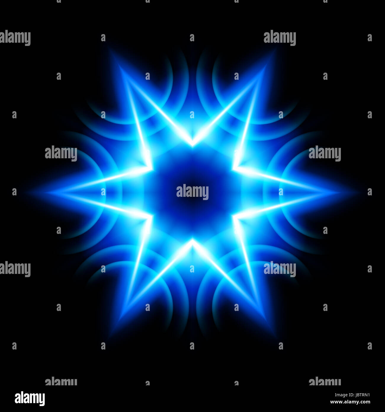 Light digital star with six tips on the black background Stock Photo ...
