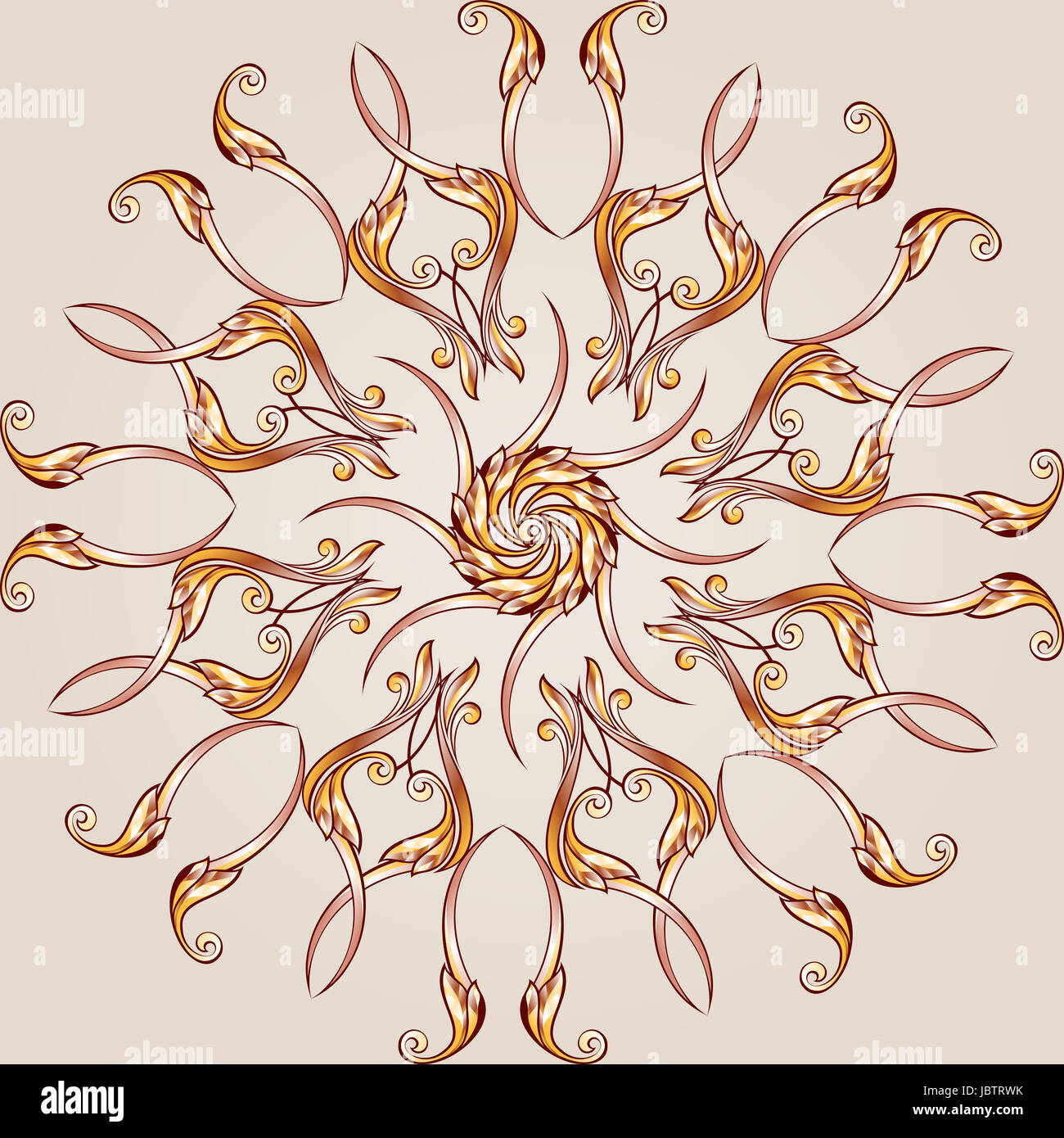 Flower round pattern of brown henna on the beige background Stock Photo ...