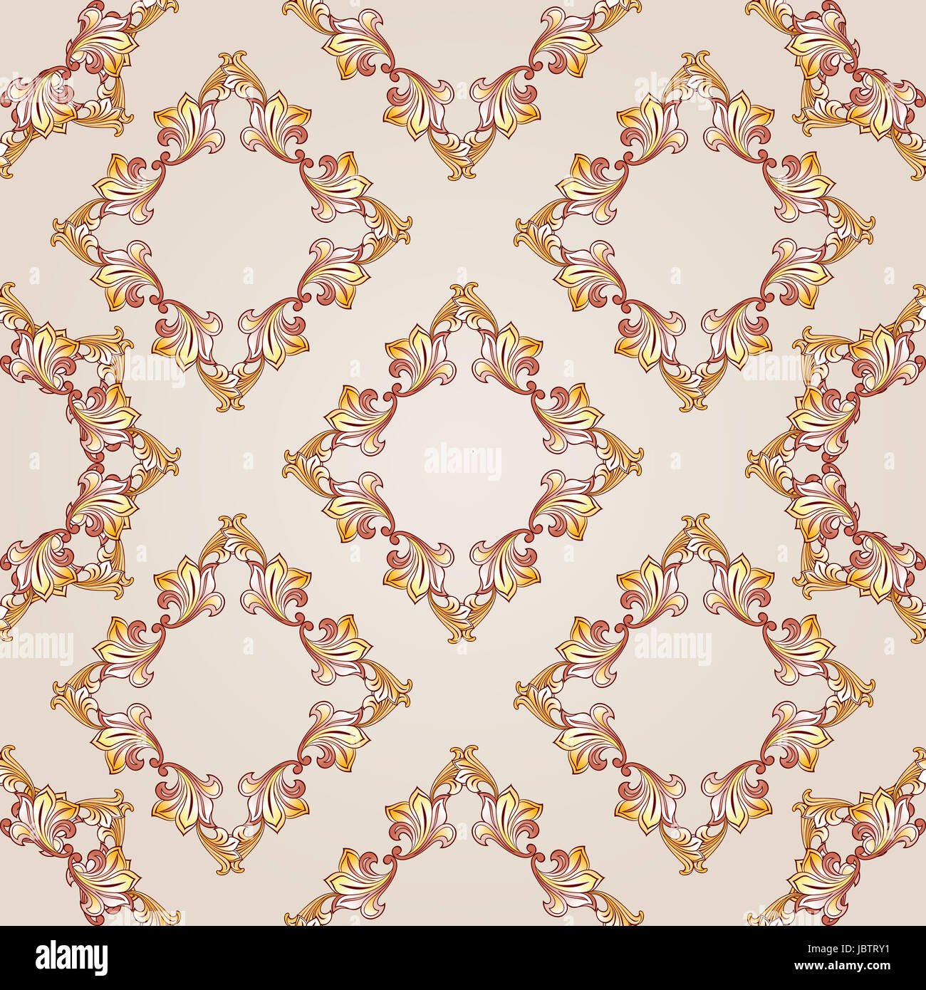 Seamless square pattern of brown henna on beige background Stock Photo ...