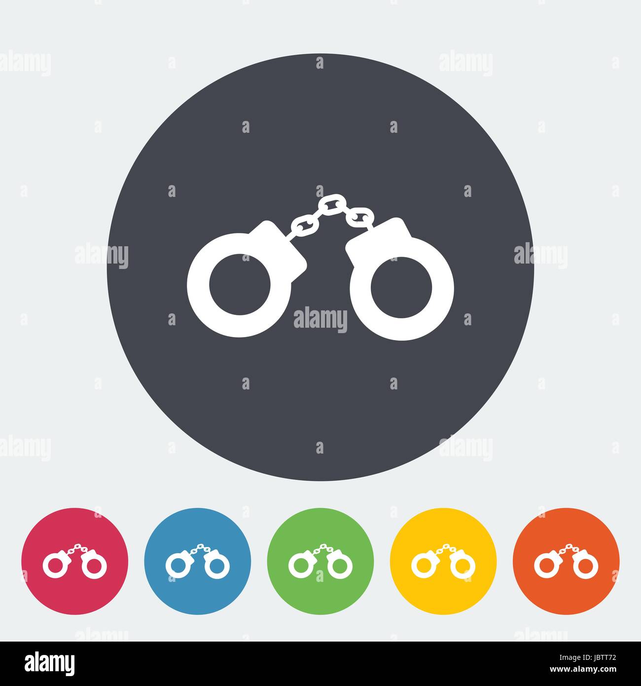 Handcuffs. Single flat icon on the button. Vector illustration Stock ...