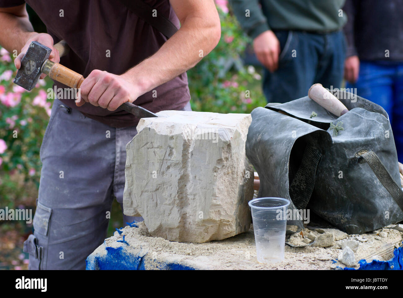 stone cutter craft Stock Photo - Alamy