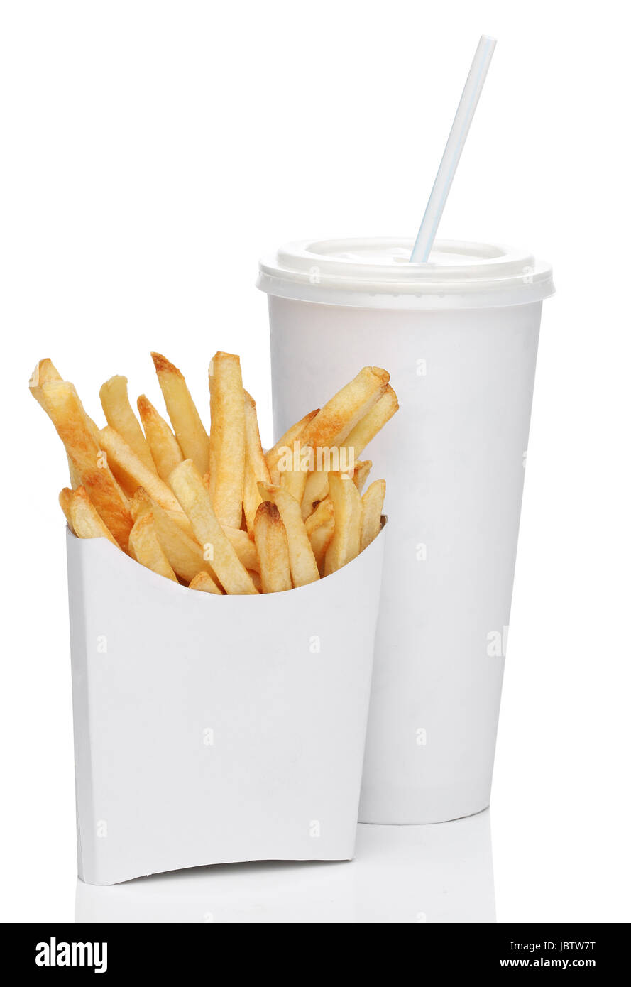 French fries and soda isolated on white background Stock Photo - Alamy