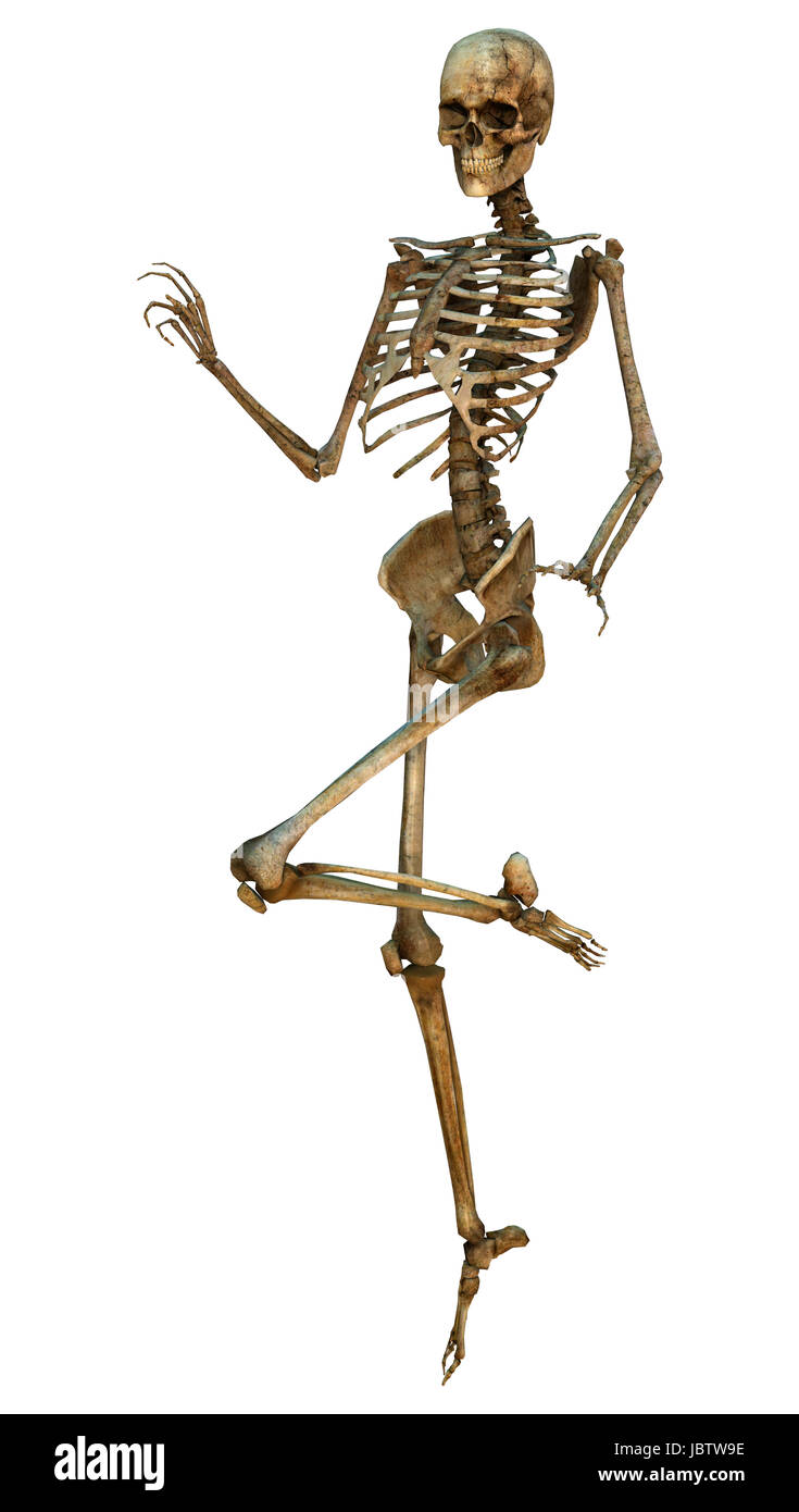 3D digital render of an old human skeleton isolated on white background ...