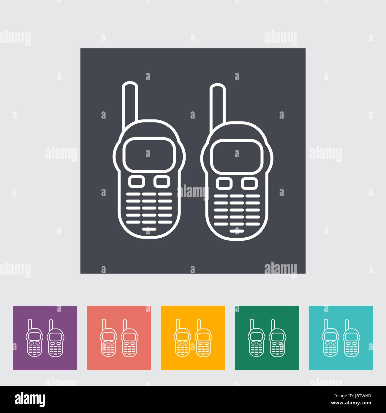Portable radio. Outline icon on the button. Vector illustration Stock ...