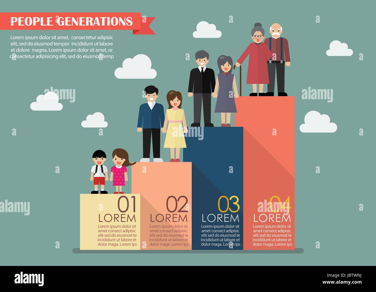 People generations bar graph. Vector illustration Stock Vector Image ...
