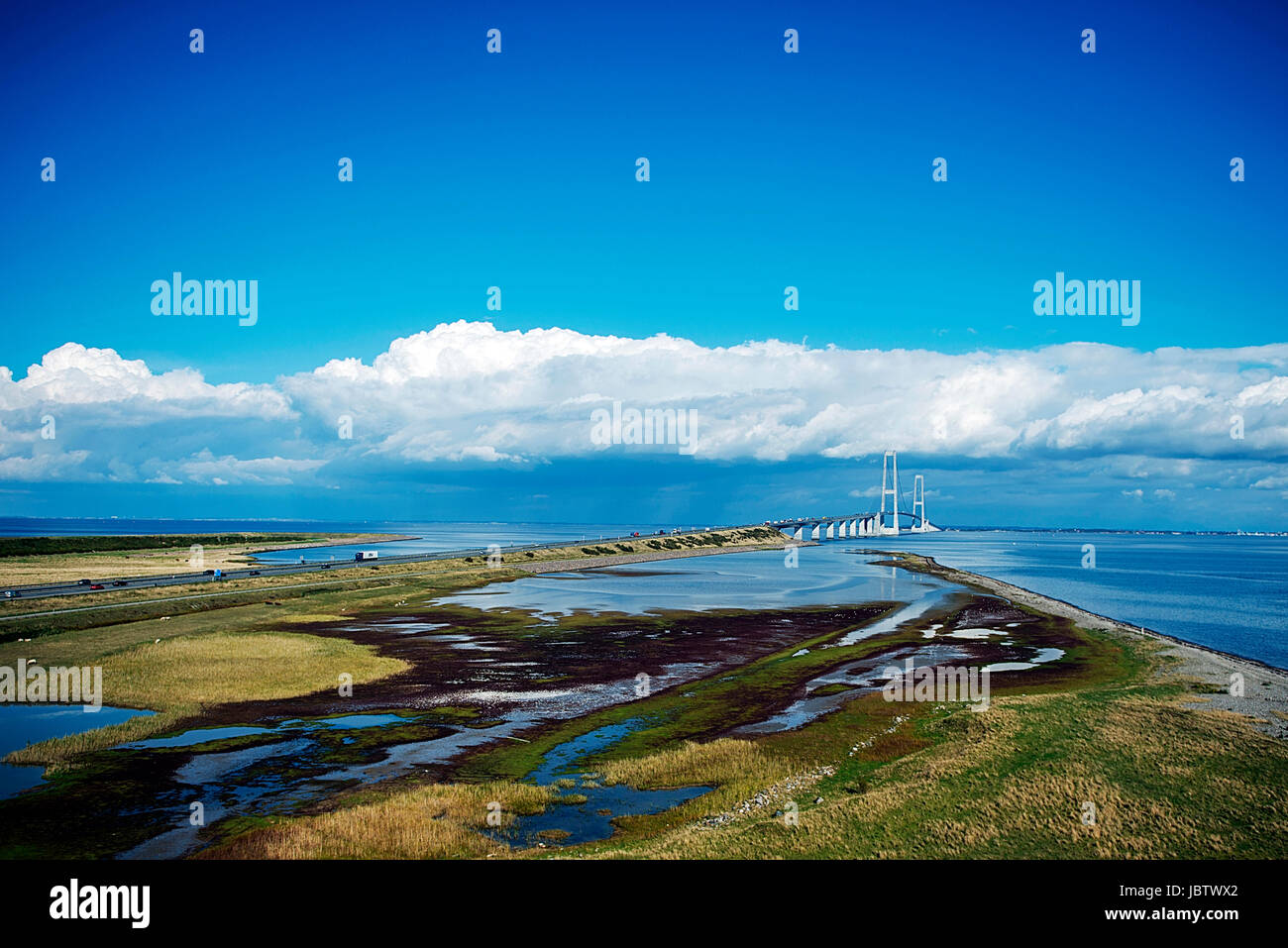 Denmark, September 9, 2013. The Great Belt Bridge consists of a ...