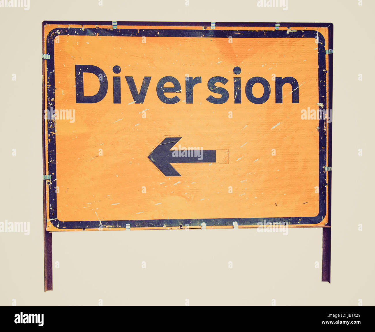 Vintage retro looking A traffic or a construction site sign - isolated ...