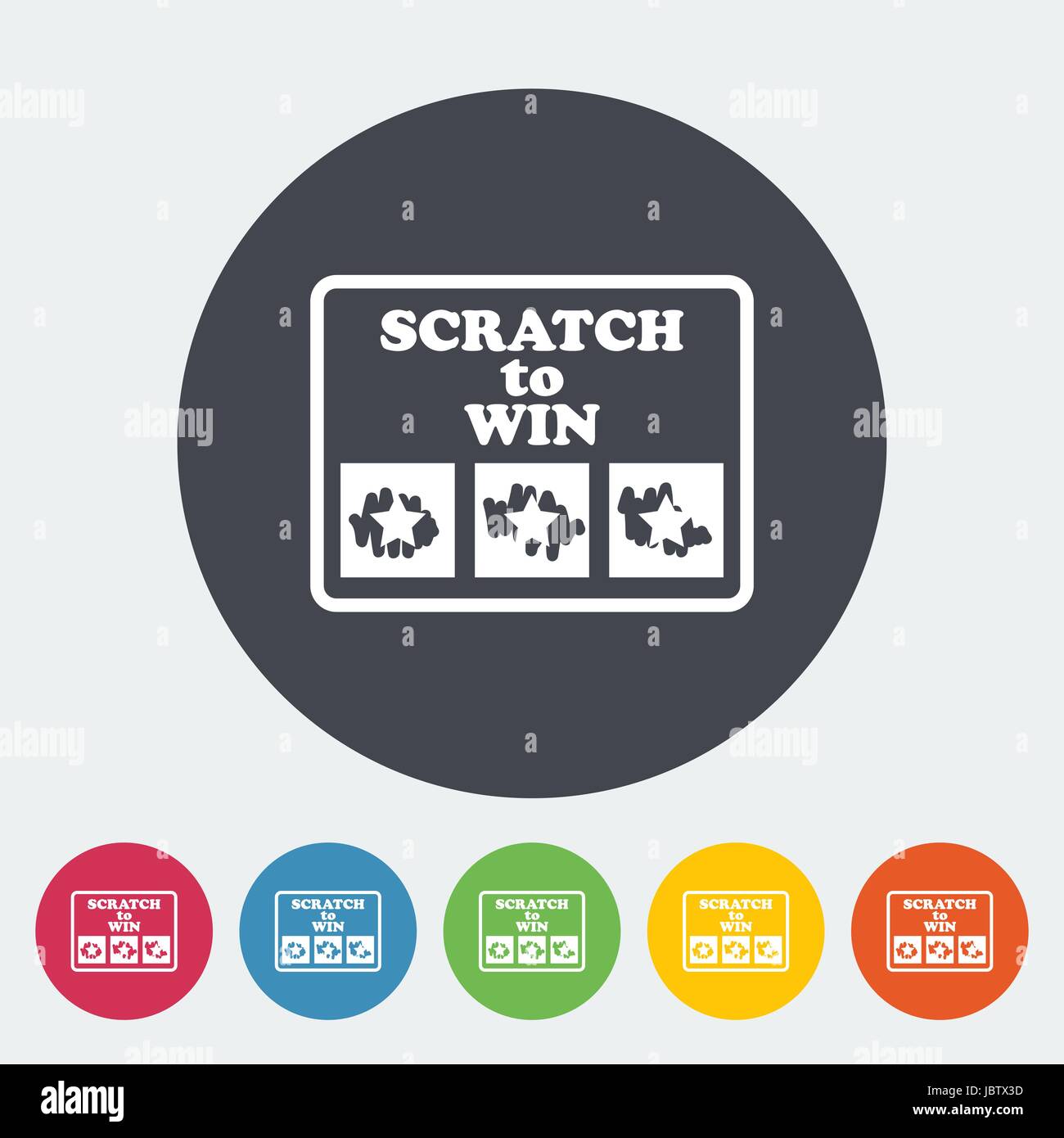 Scratch card. Single flat icon on the circle button. Vector ...