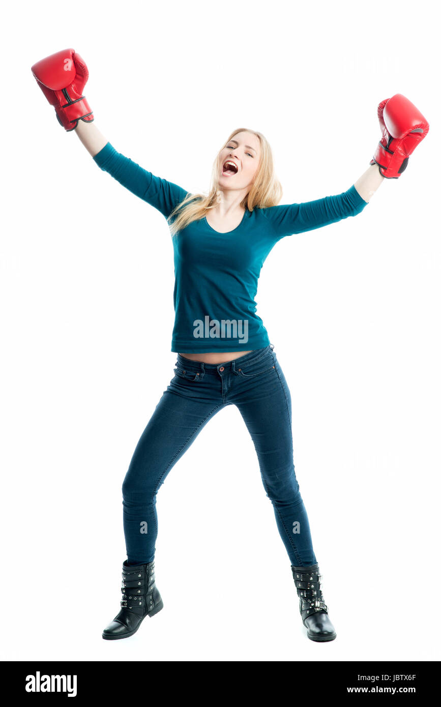 Woman win contest Cut Out Stock Images & Pictures - Alamy
