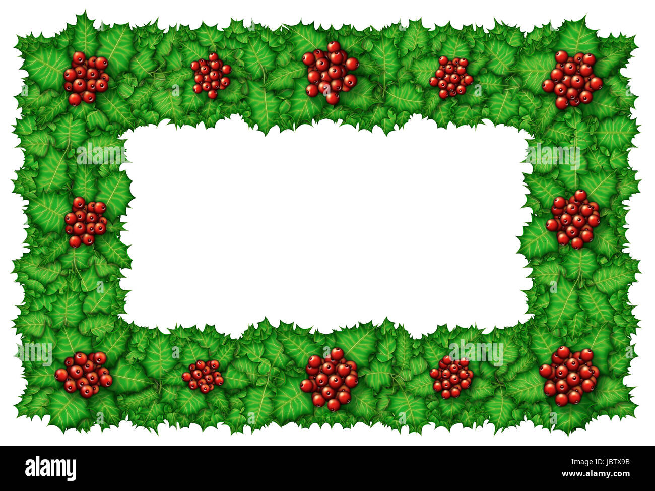 Digital illustration of holly arranged into a frame Stock Photo - Alamy