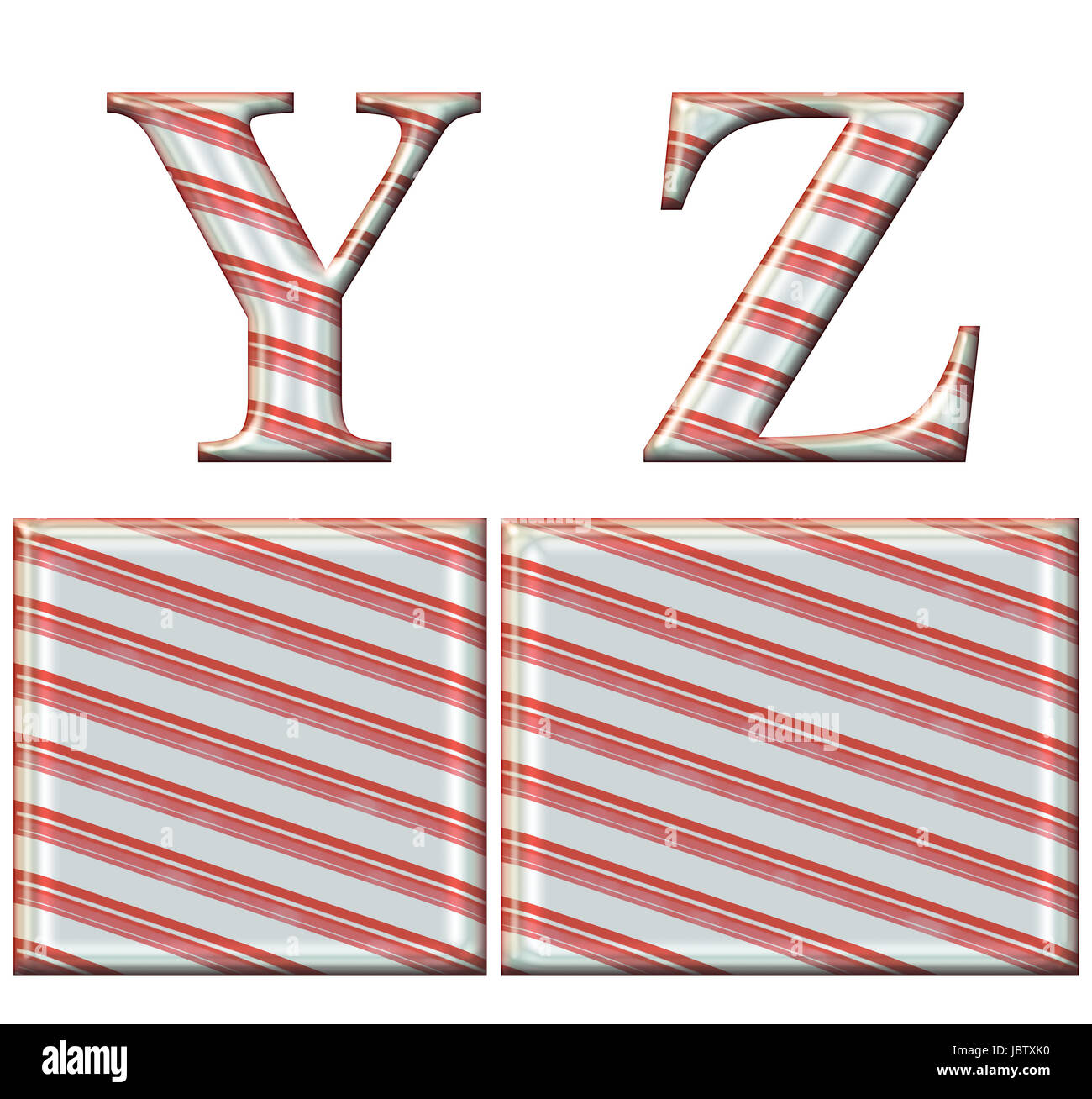 Digital illustration of a candy cane alphabet: Letters Y, Z Stock Photo ...