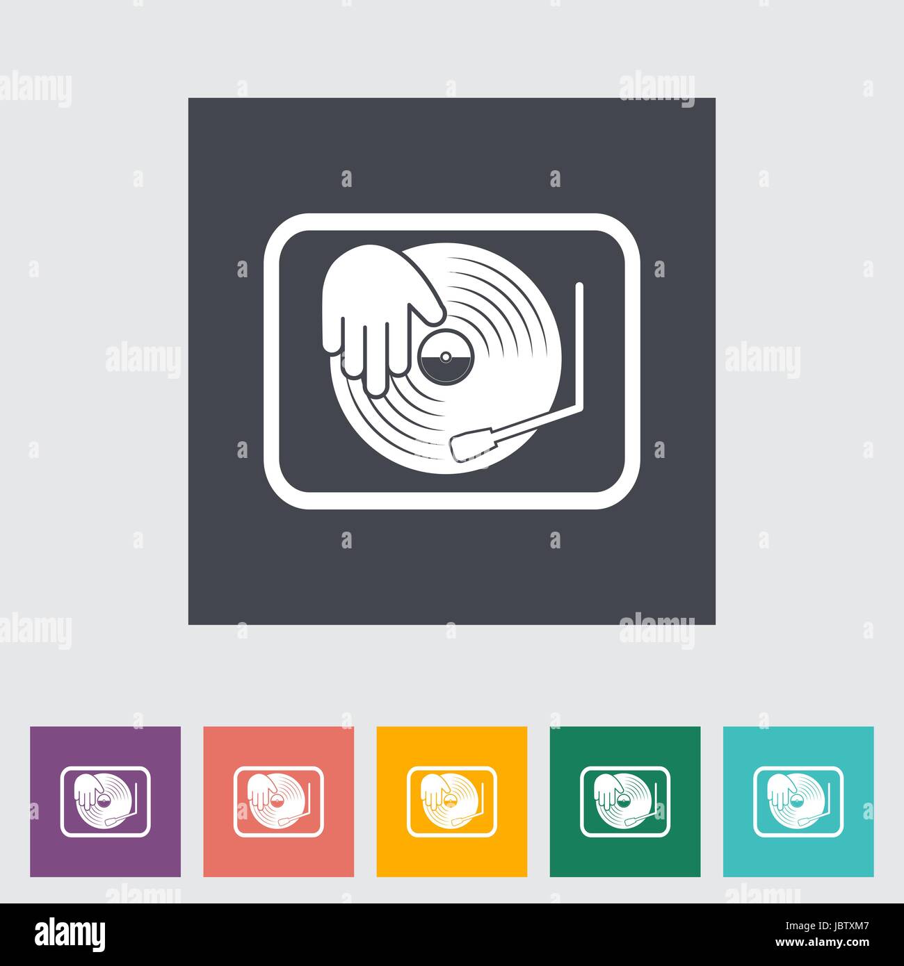Turntable. Single flat icon on the button. Vector illustration Stock ...