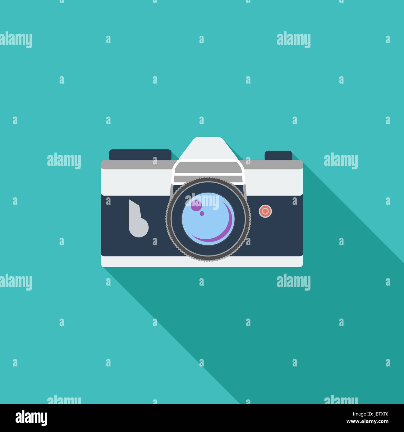 Vintage camera icon. Flat vector related icon with long shadow for web ...