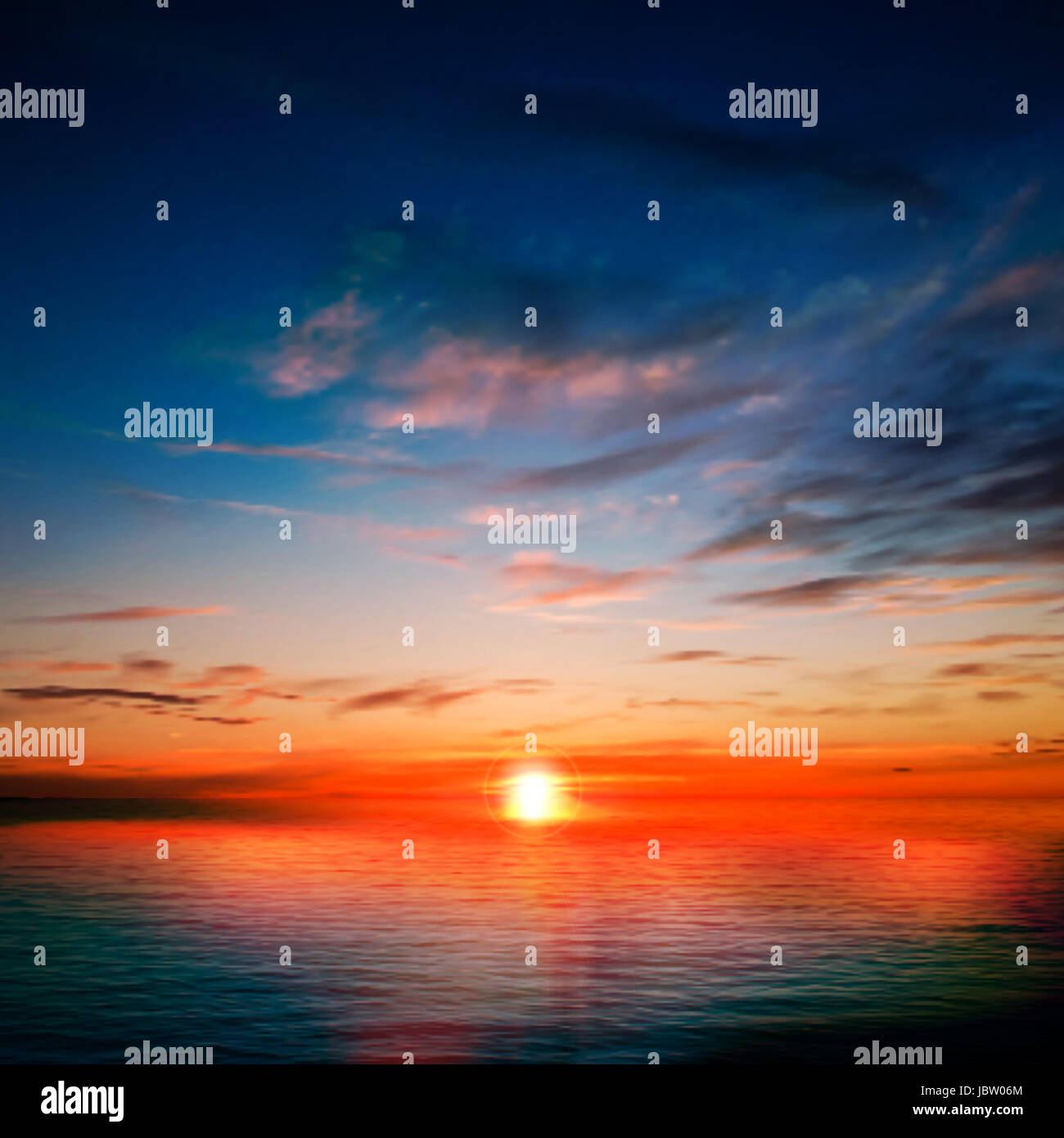 abstract spring background with ocean red sunset Stock Photo - Alamy