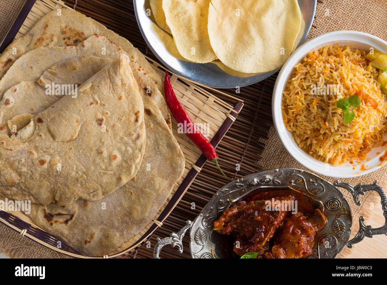 Chapati or Flat bread, roti canai, Indian food, made from wheat flour ...
