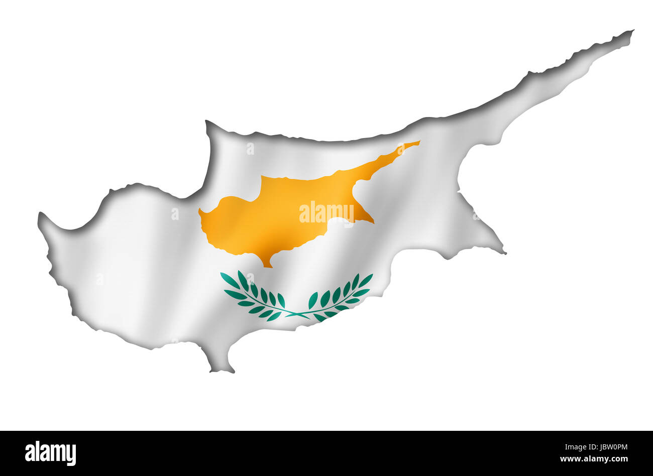Cyprus flag map, three dimensional render, isolated on white Stock ...