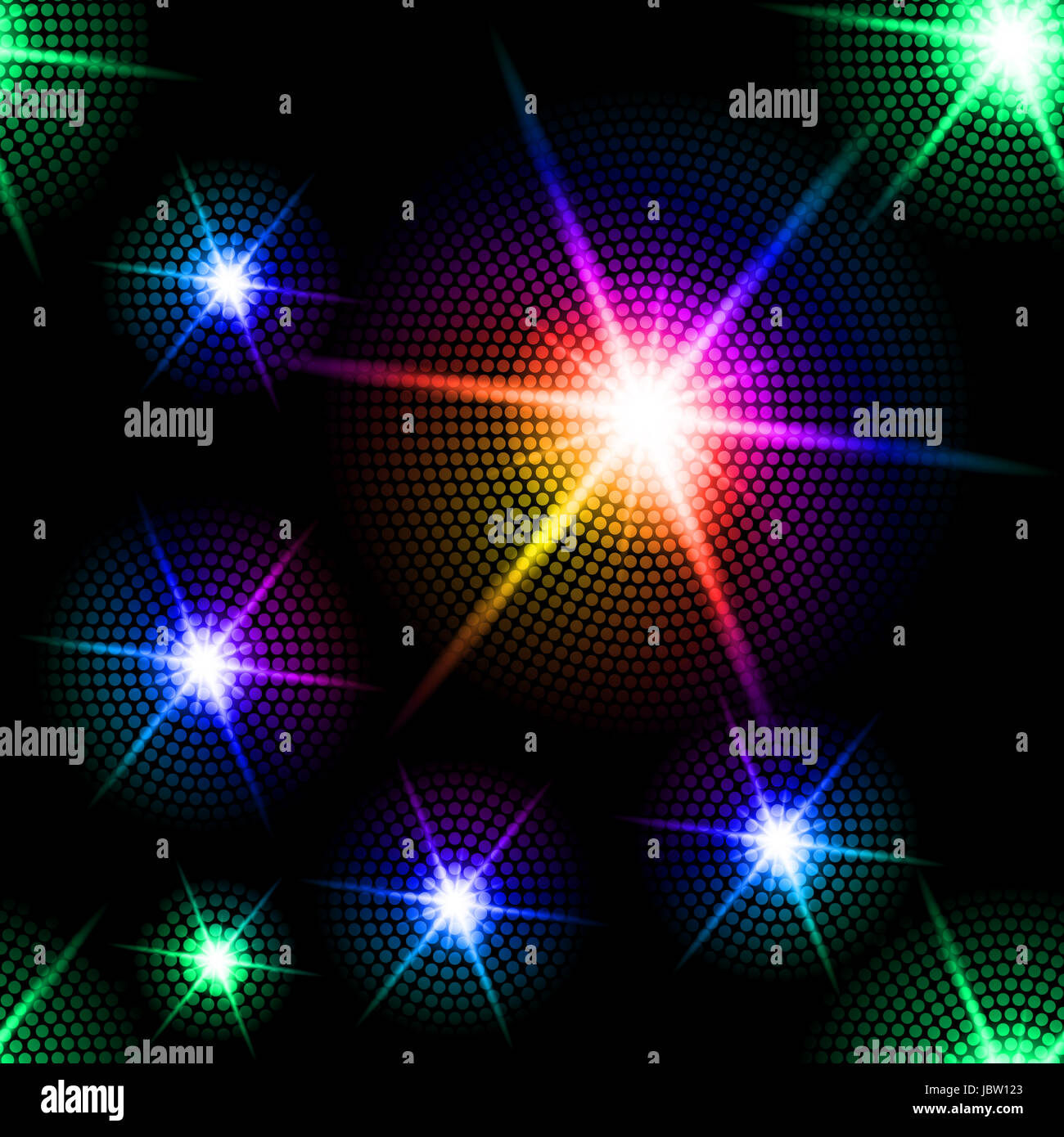 Abstract sparkling background with multicolored starburst in the dark ...