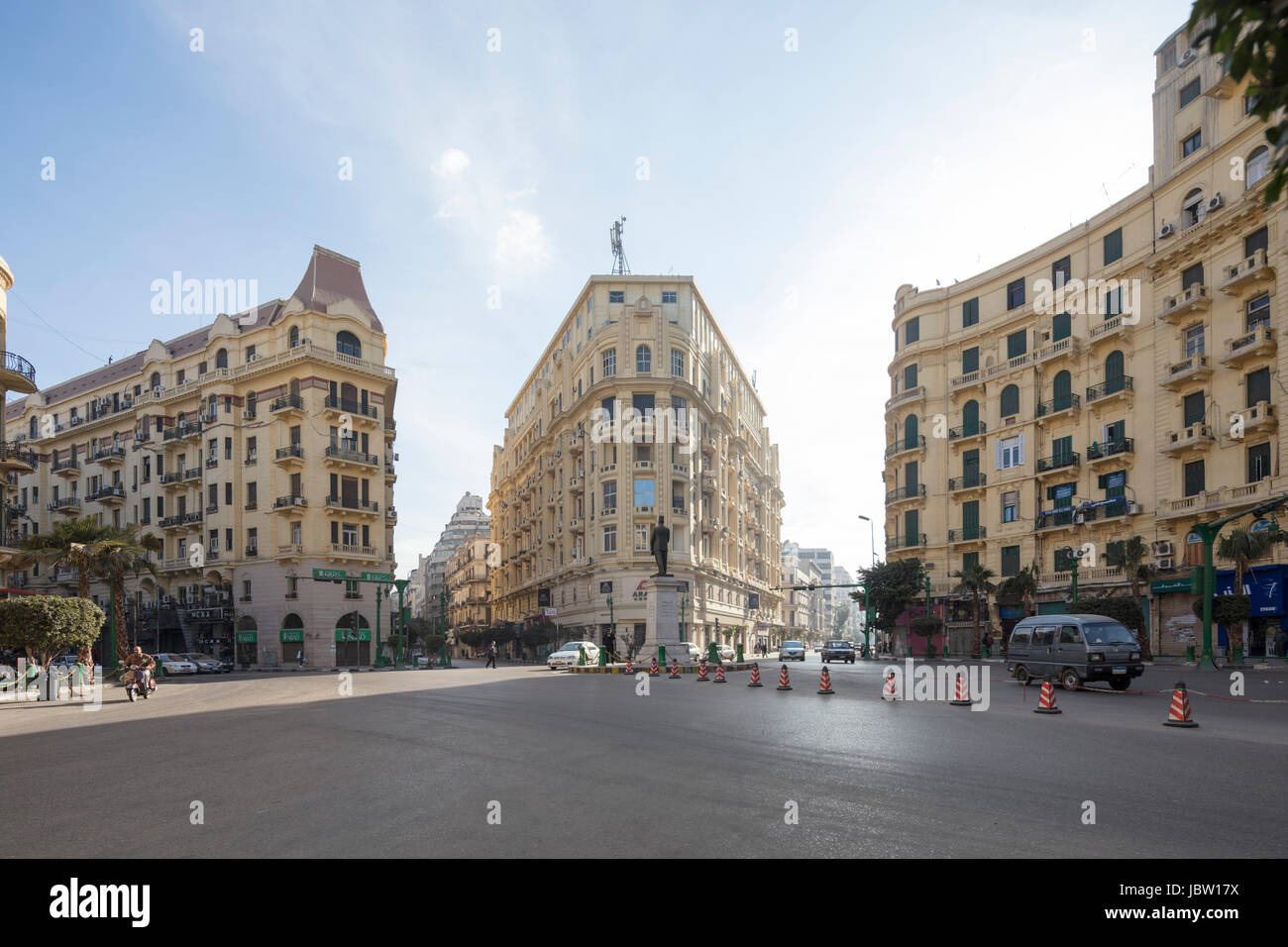 view of neoclassical buildings on Maidan Talaat Harb, Cairo, Egypt ...