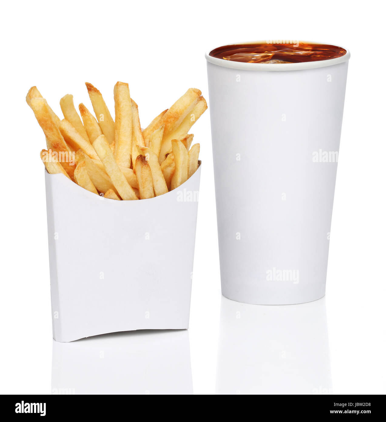 French fries and soda isolated on white background Stock Photo - Alamy