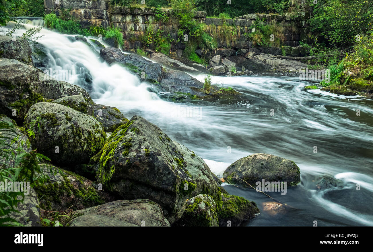Landscape with flowing river and nice light at summer time Stock Photo ...