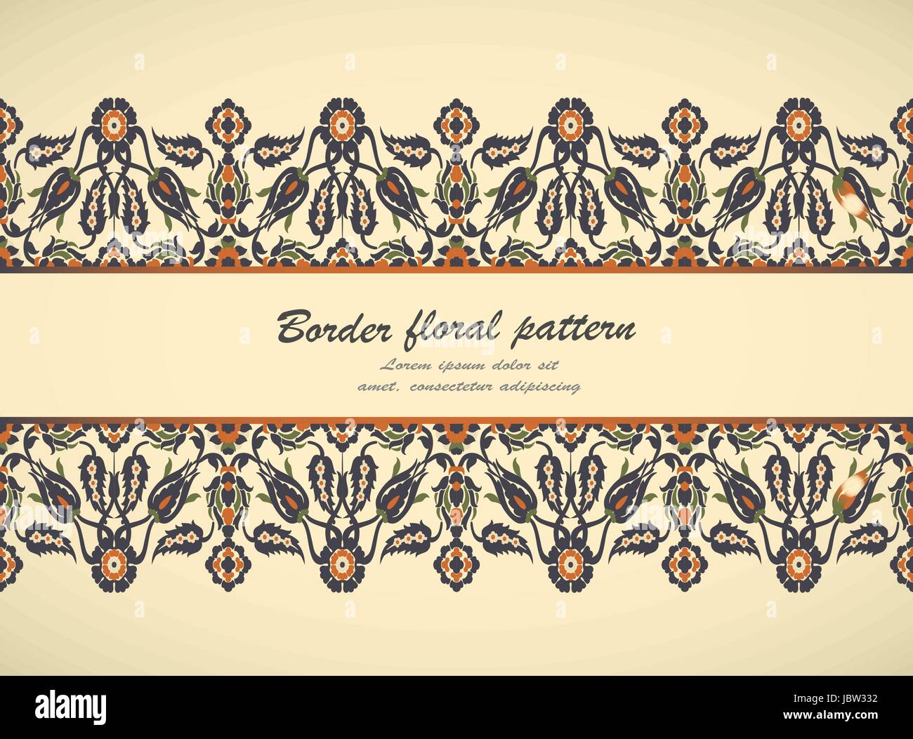 Arabesque vintage seamless border elegant floral decoration print for ...