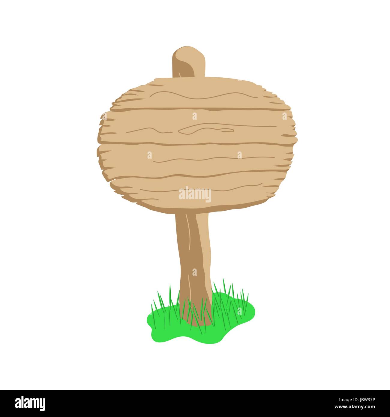 Round shape blank cartoon style vector wooden sign board isolated on ...
