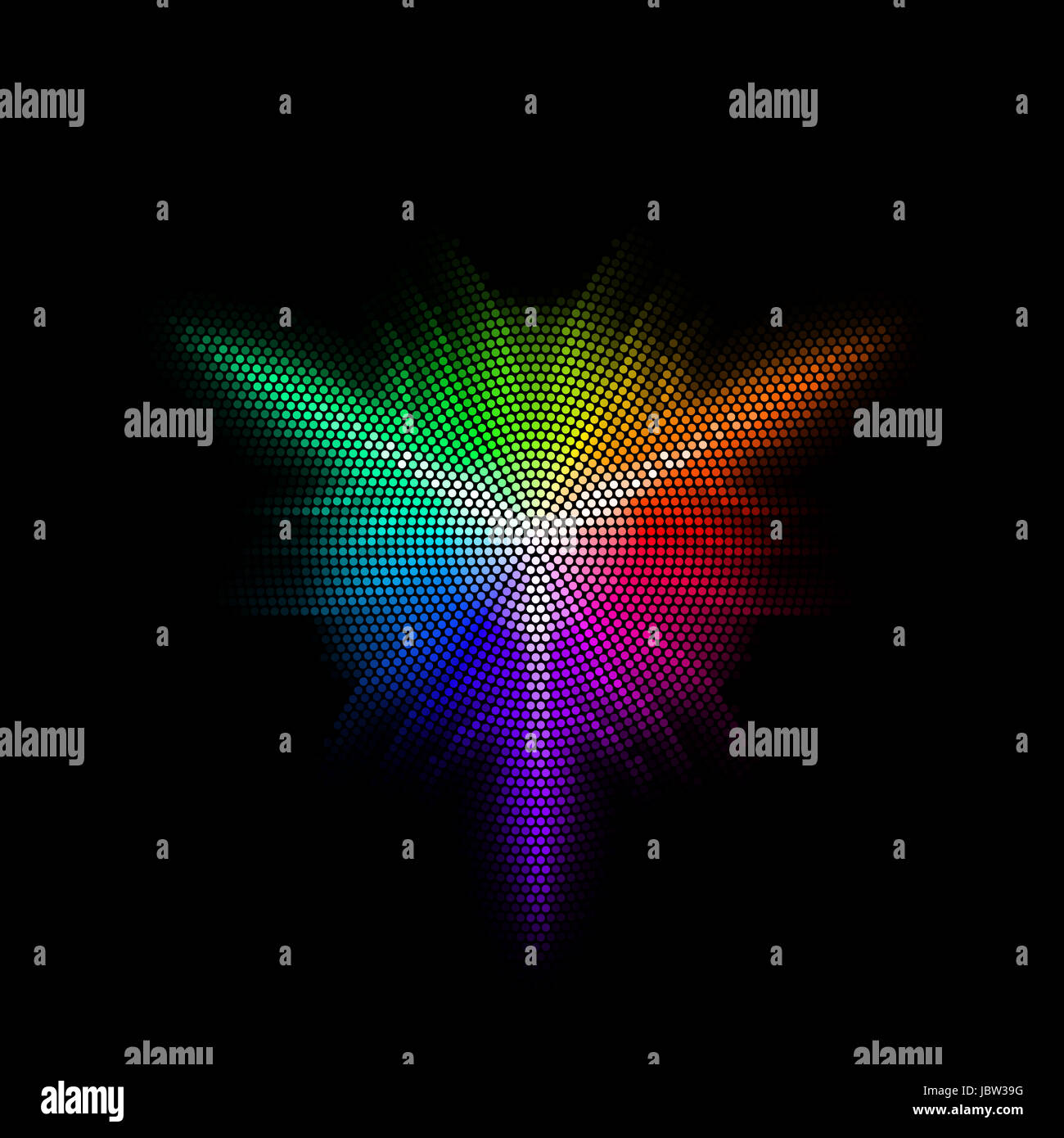 Different colored mosaic with three rays. Black backdrop Stock Photo ...