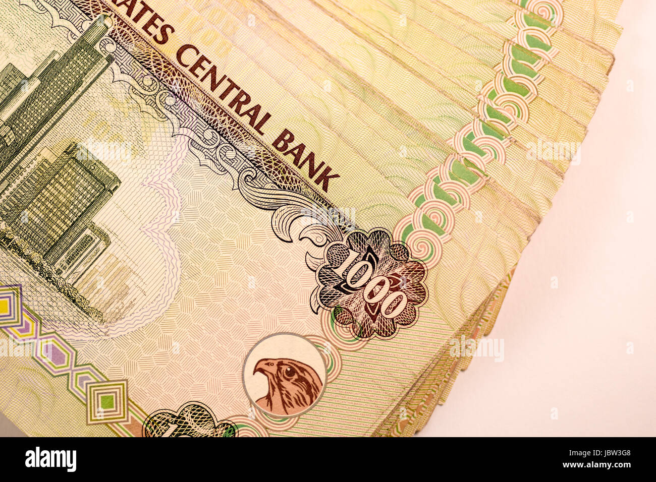 Close up Dirhams currency note and coins, AED, United Arab Emirates ...