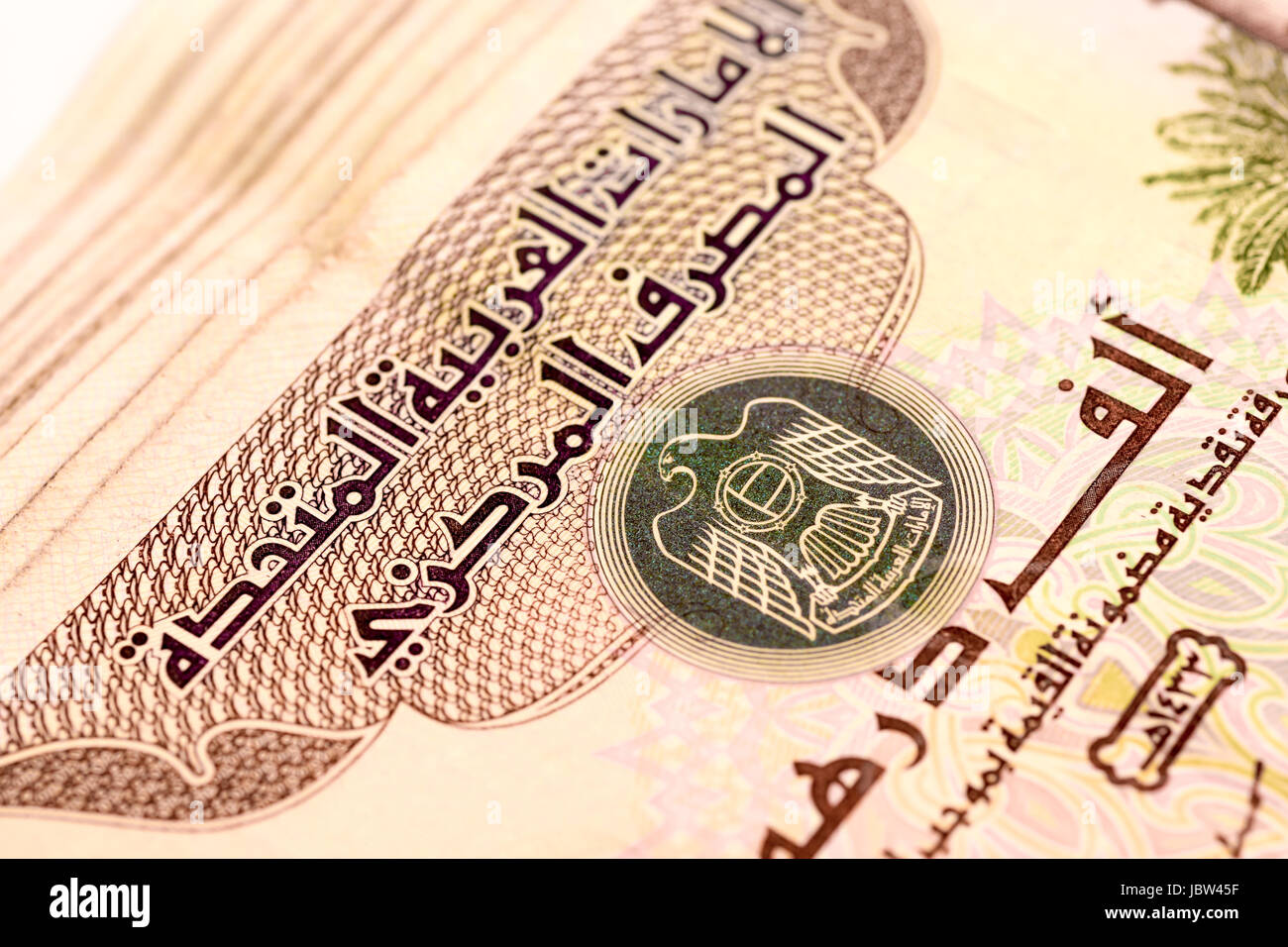 Close up Dirhams currency note and coins, AED, United Arab Emirates ...