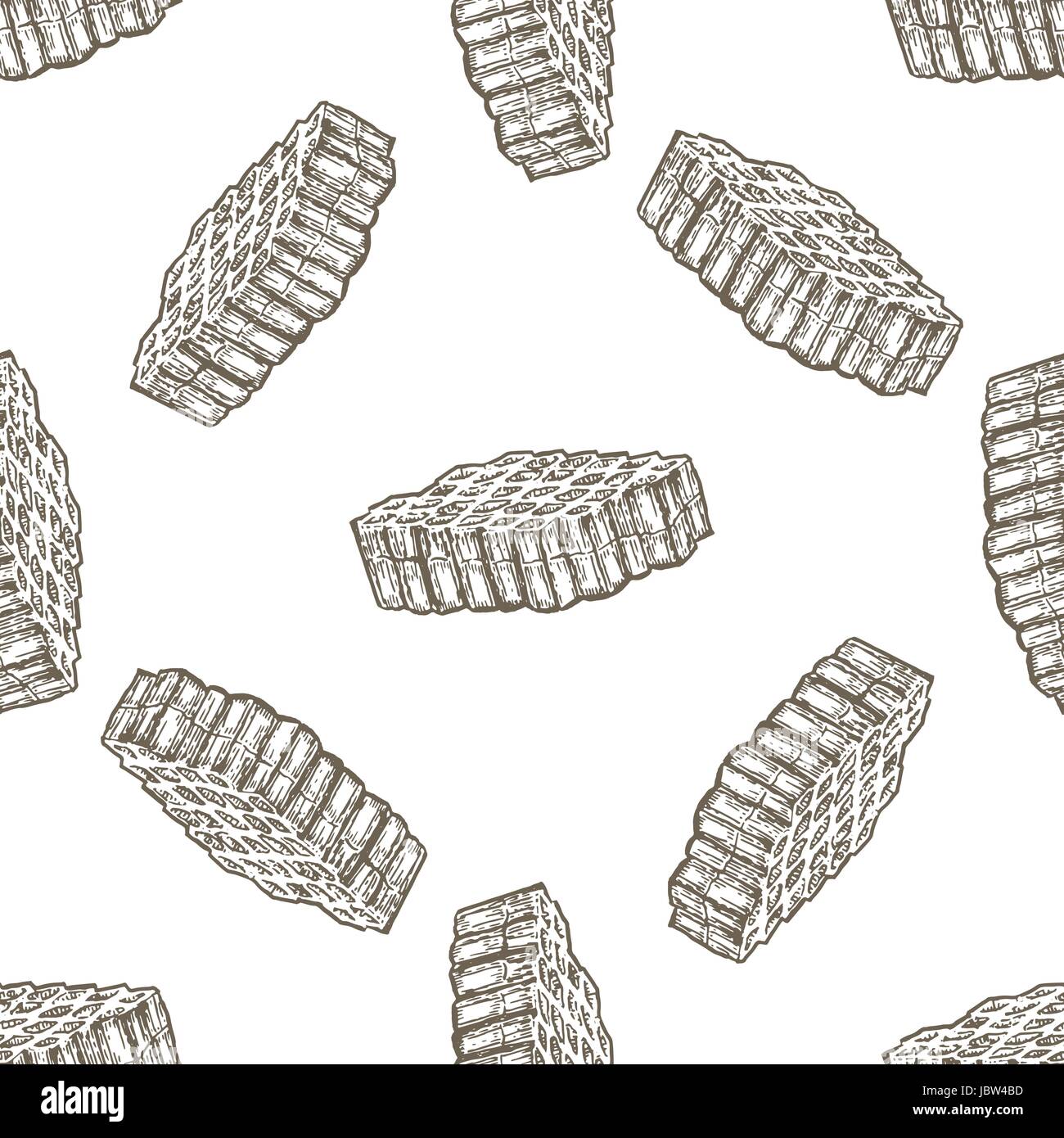 Hand drawn seamless pattern with honey comb over white background Stock ...