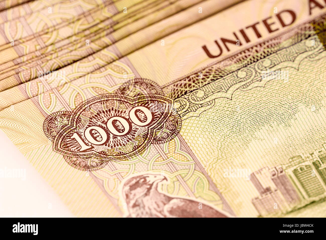 Close up Dirhams currency note and coins, AED, United Arab Emirates ...