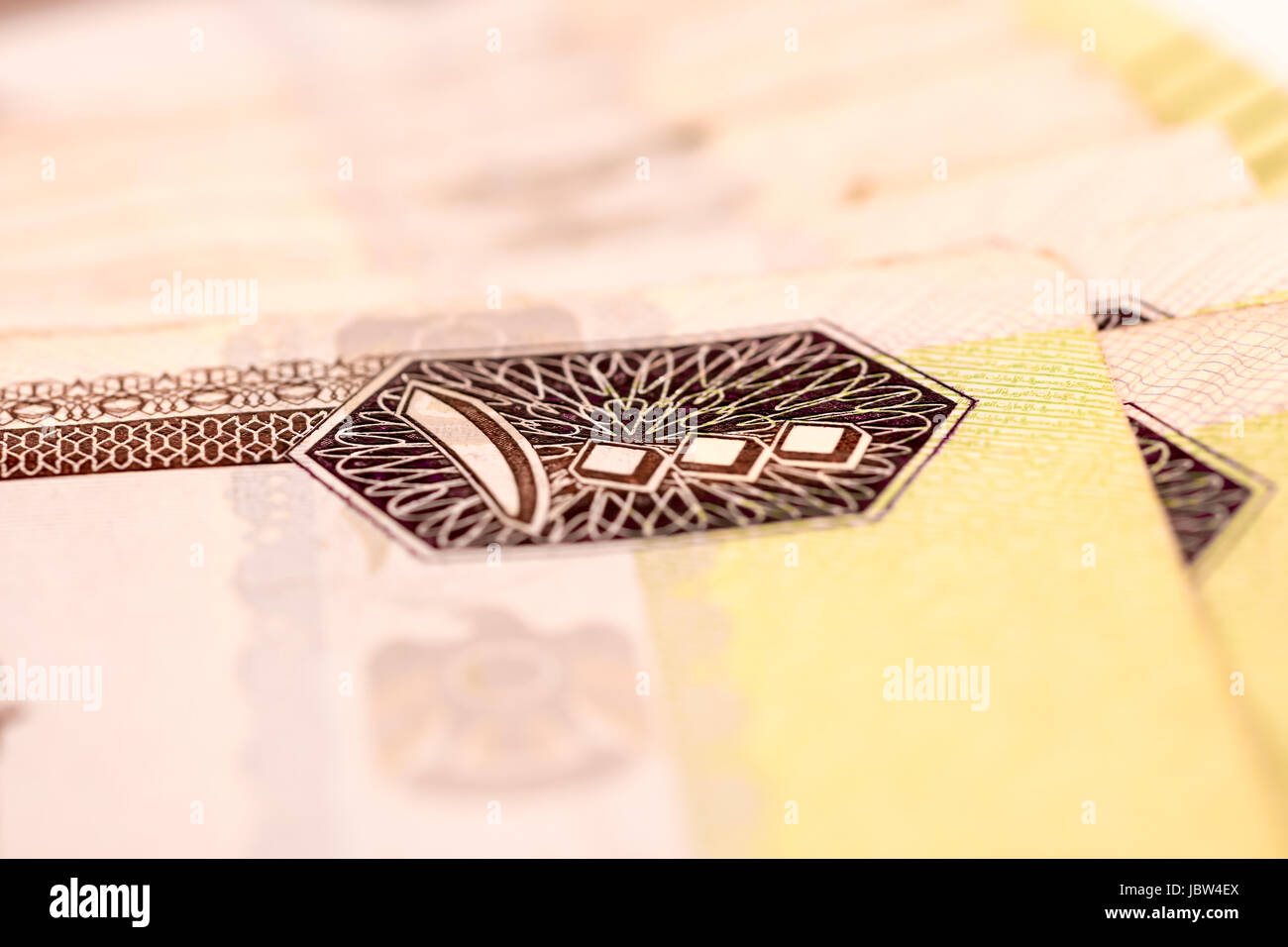 Close up Dirhams currency note and coins, AED, United Arab Emirates ...