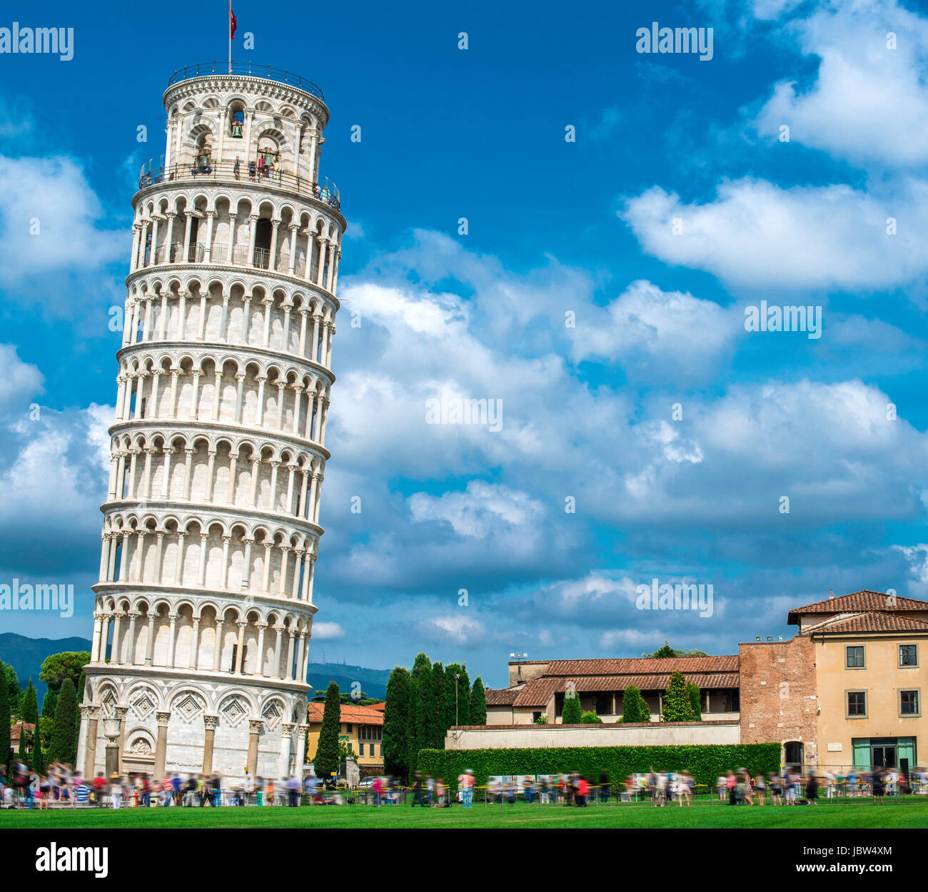 Leaning Tower of Pisa. Blue cloudy sky background Stock Photo - Alamy
