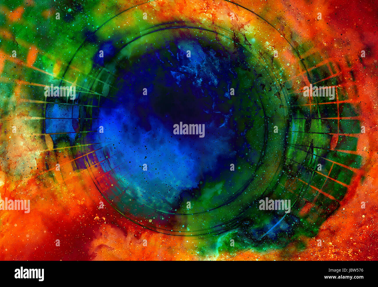 Music notes in space with stars. abstract color background. Music ...