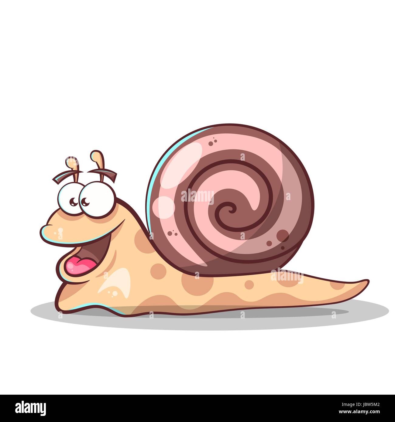 Cute, happy cartoon snail isolated on white background Stock Vector ...