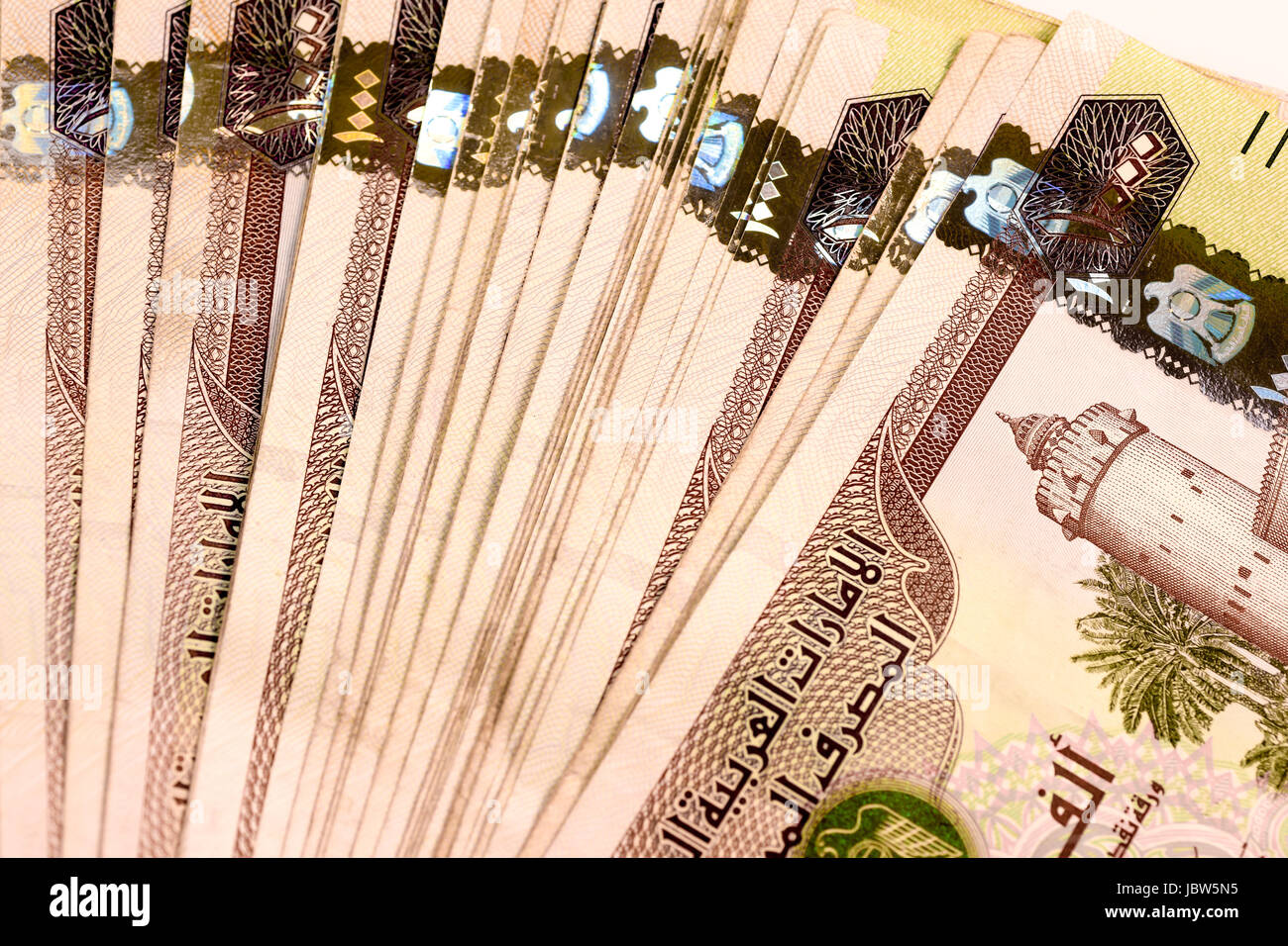 Close up Dirhams currency note and coins, AED, United Arab Emirates ...