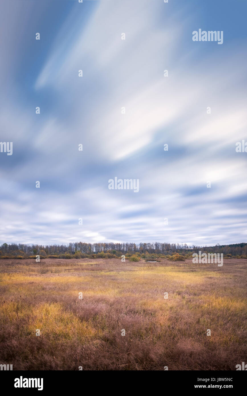 Windy landscape with moving clouds at autumn in Finland Stock Photo - Alamy
