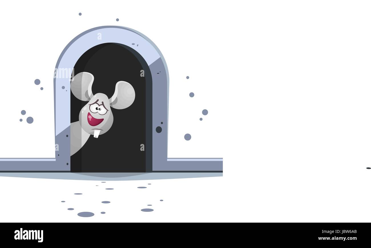Cute cartoon mouse with big tooth on dark hole Stock Vector Image & Art ...