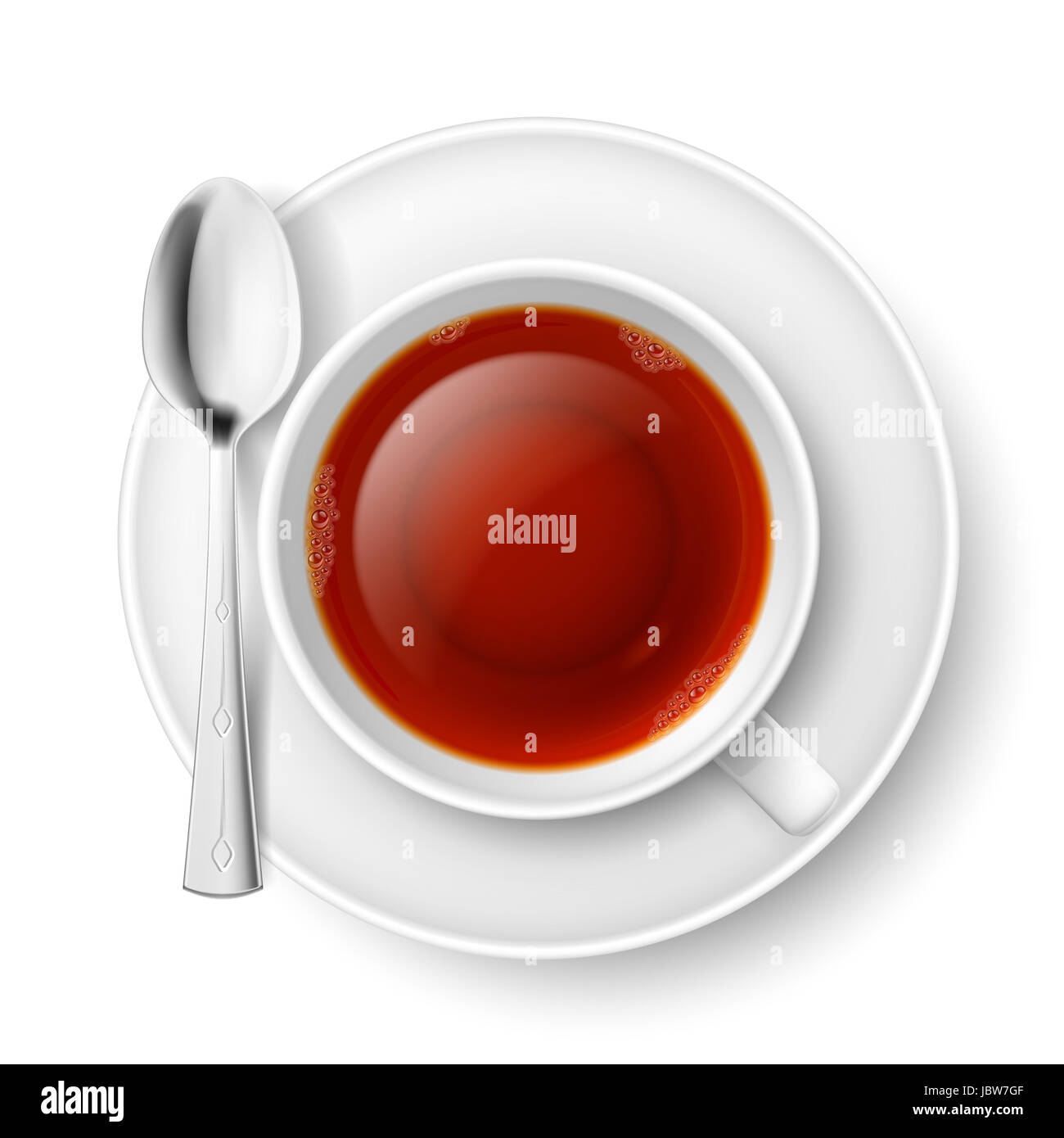 Cup of black tea with spoon over white background Stock Photo - Alamy