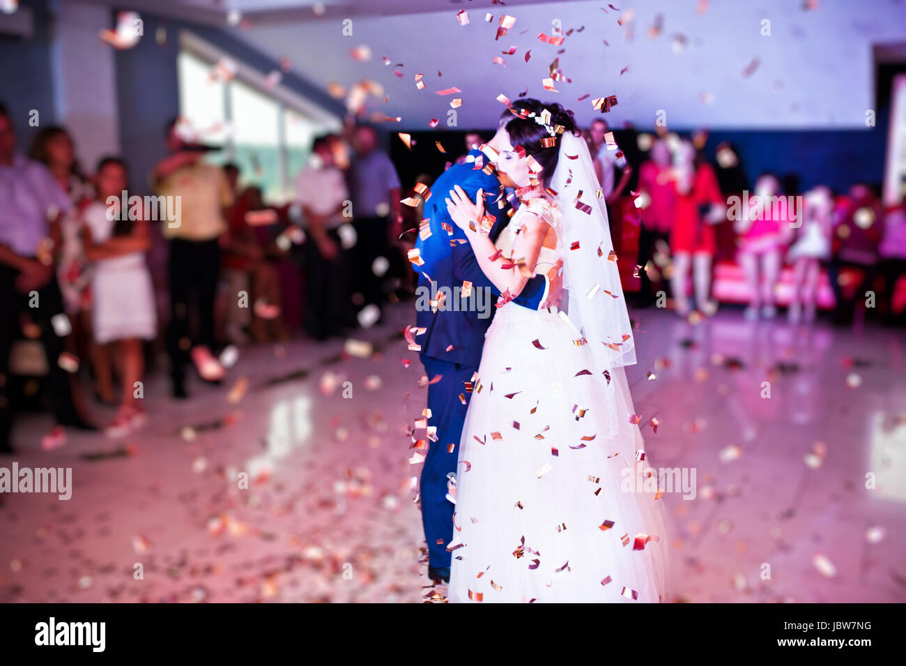 Touching and emotional first dance of the couple on their wedding with ...