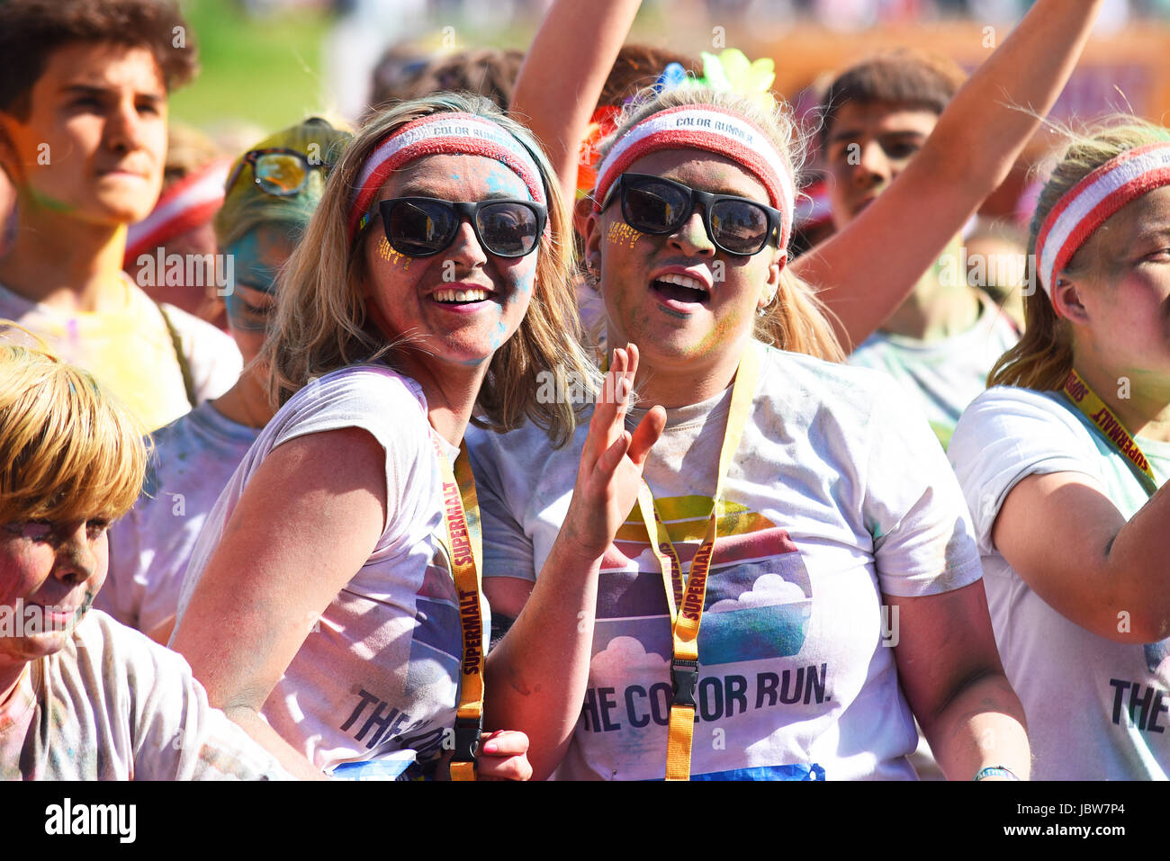 Color Run London, at Wembley Park. Finish Festival crowd Stock Photo ...
