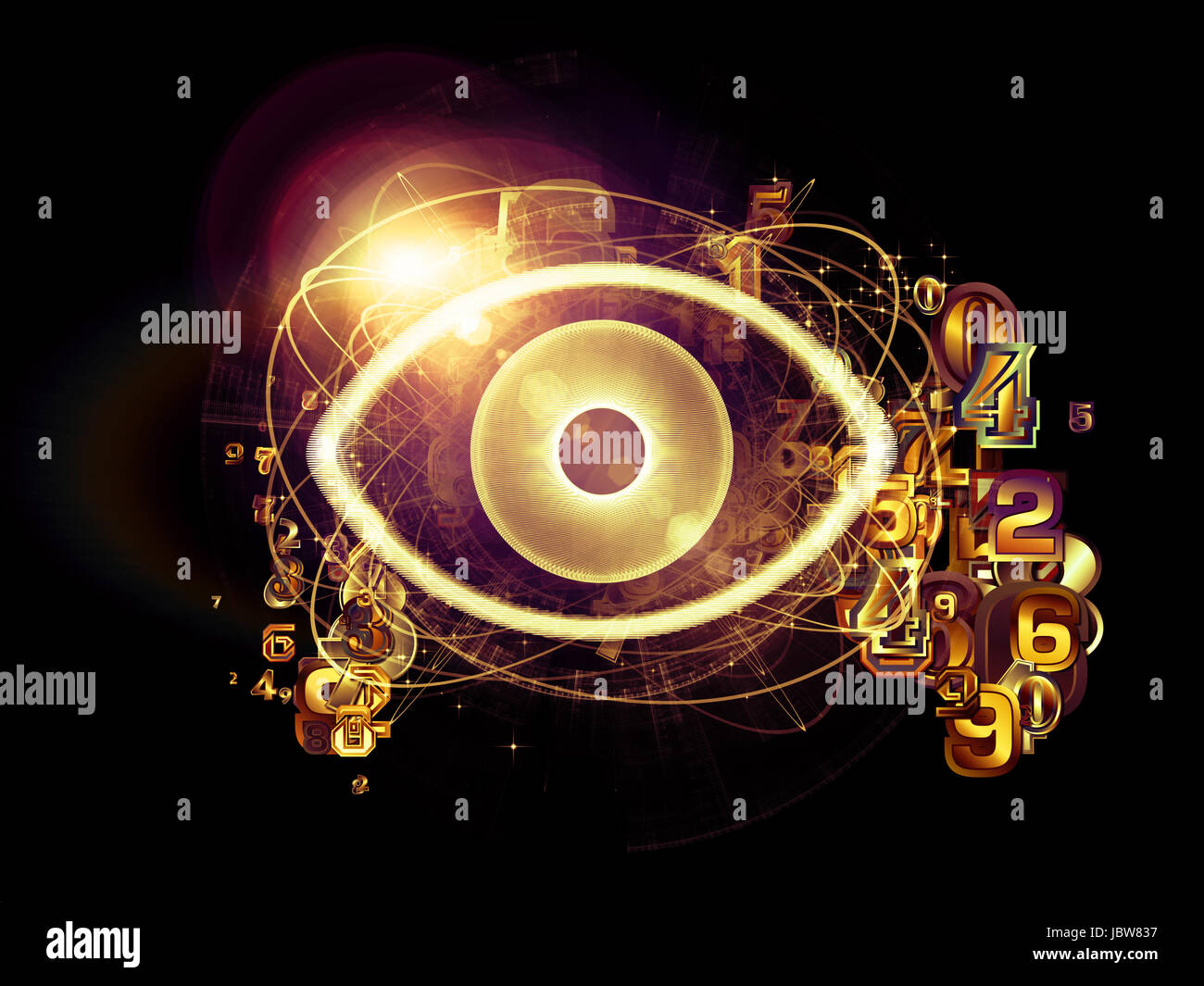 Eye Particle series. Design composed of eye shape, numbers and fractal ...